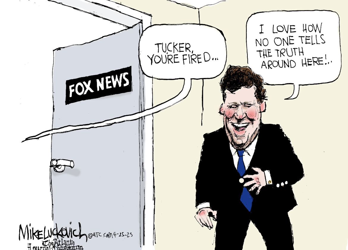 How cartoonists are satirizing the Carlson and Lemon firings - The ...