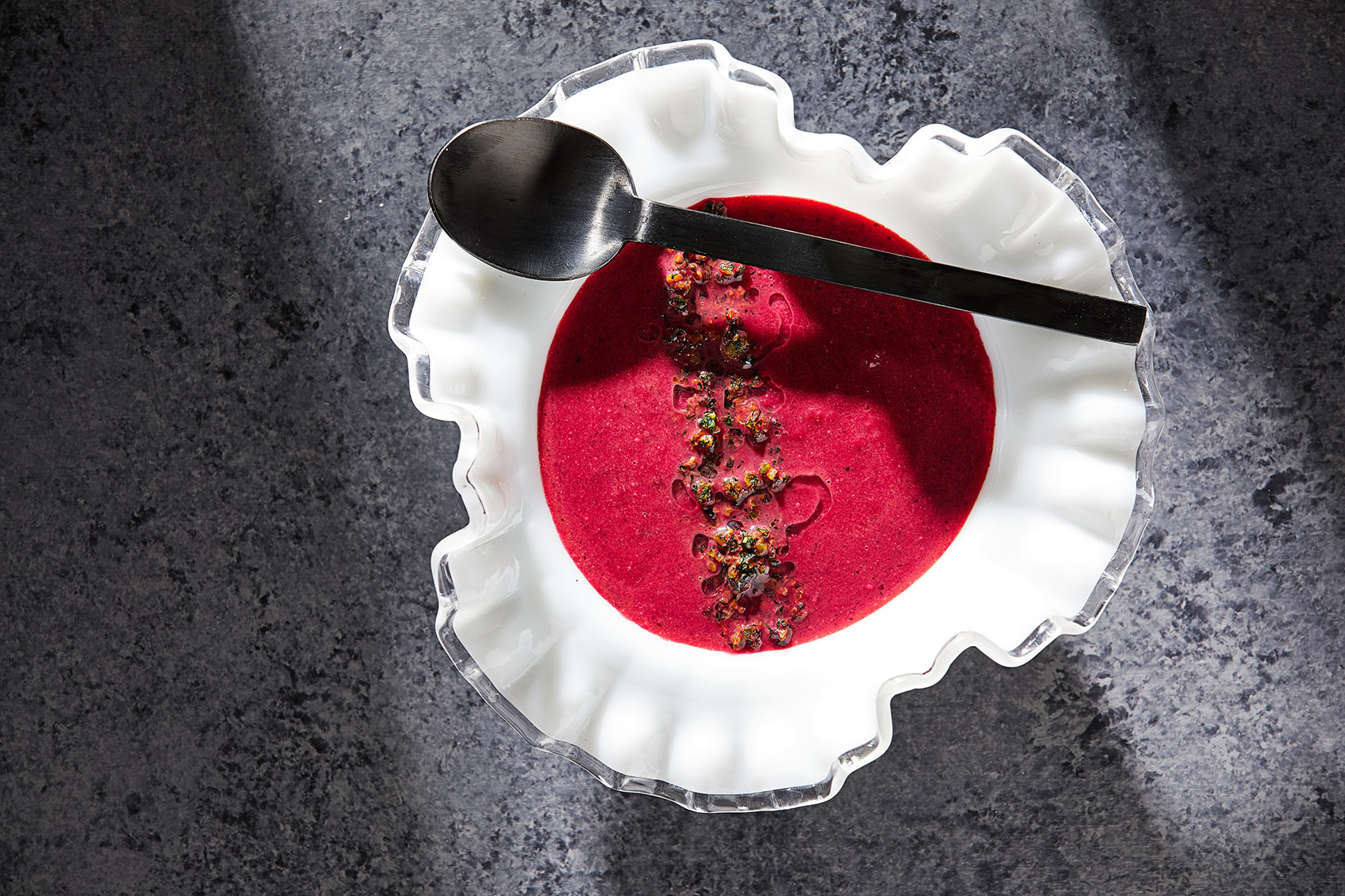 Pureed Beet Soup With Tahini and Herbed Pistachios Recipe - The ...
