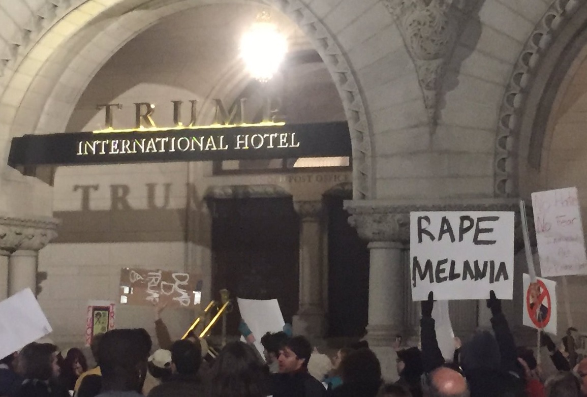 ‘Rape Melania’ sign at anti-Trump protest draws strong rebuke, sparking ...