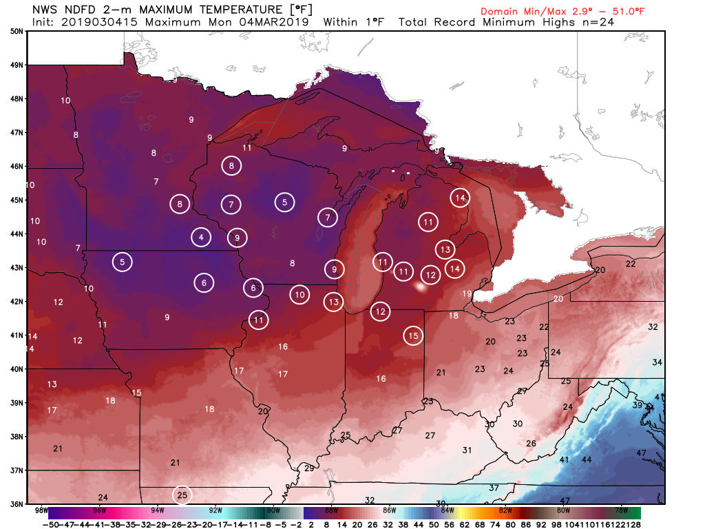 Historically cold March temperatures are freezing a large part of the ...